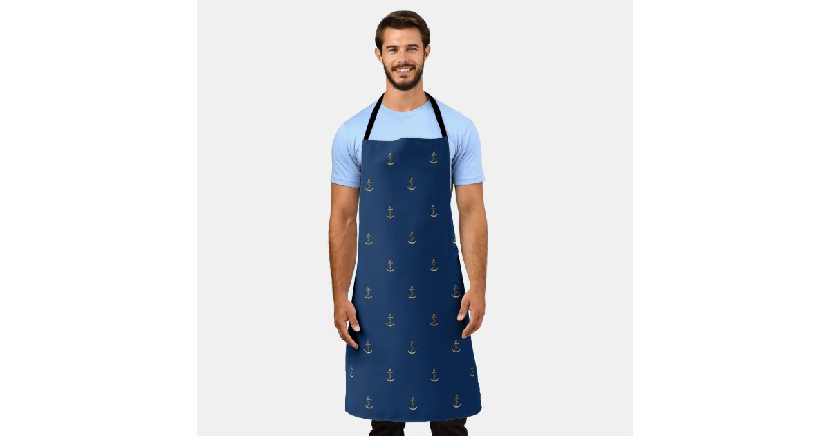 Navy blue gold anchor yacht boat apron | Zazzle