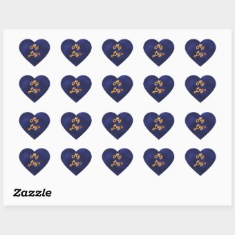 Navy blue gold business logo heart sticker | Zazzle