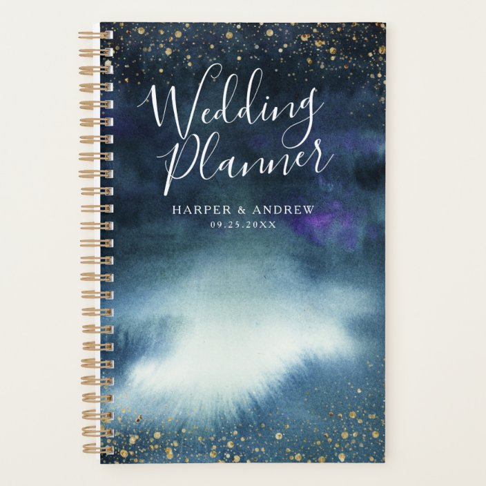 Navy Blue Gold Custom Wedding Planner | Zazzle.com