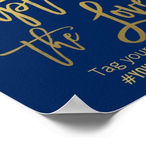 Navy Blue Gold Faux Glitter Wedding Hashtag Sign | Zazzle