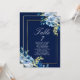 Navy Blue Gold Floral Wedding Table Names Card | Zazzle