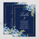 Navy Blue Gold Floral Wedding Table Names Card | Zazzle