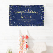 Navy Blue Gold Glitter Graduation Congratulation Banner | Zazzle