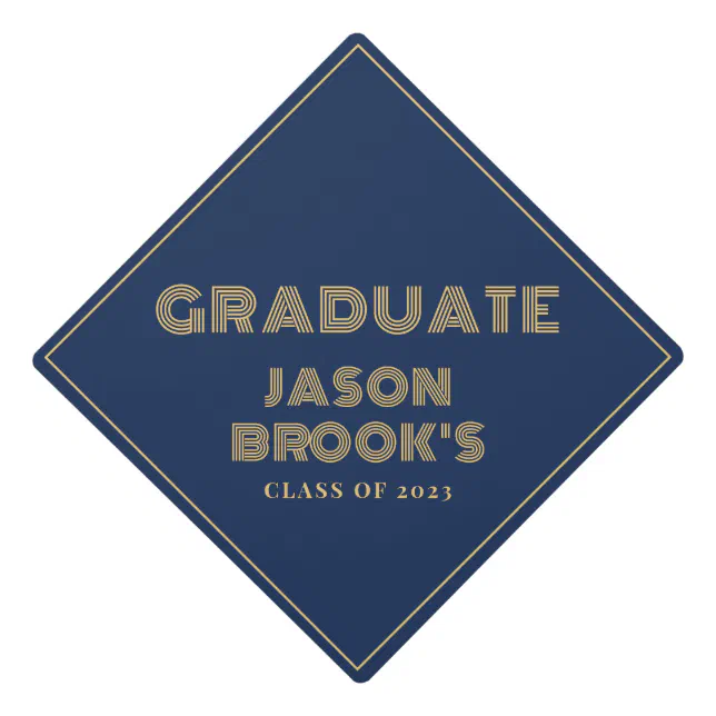 Navy Blue Gold Graduation Graduation Cap Topper | Zazzle