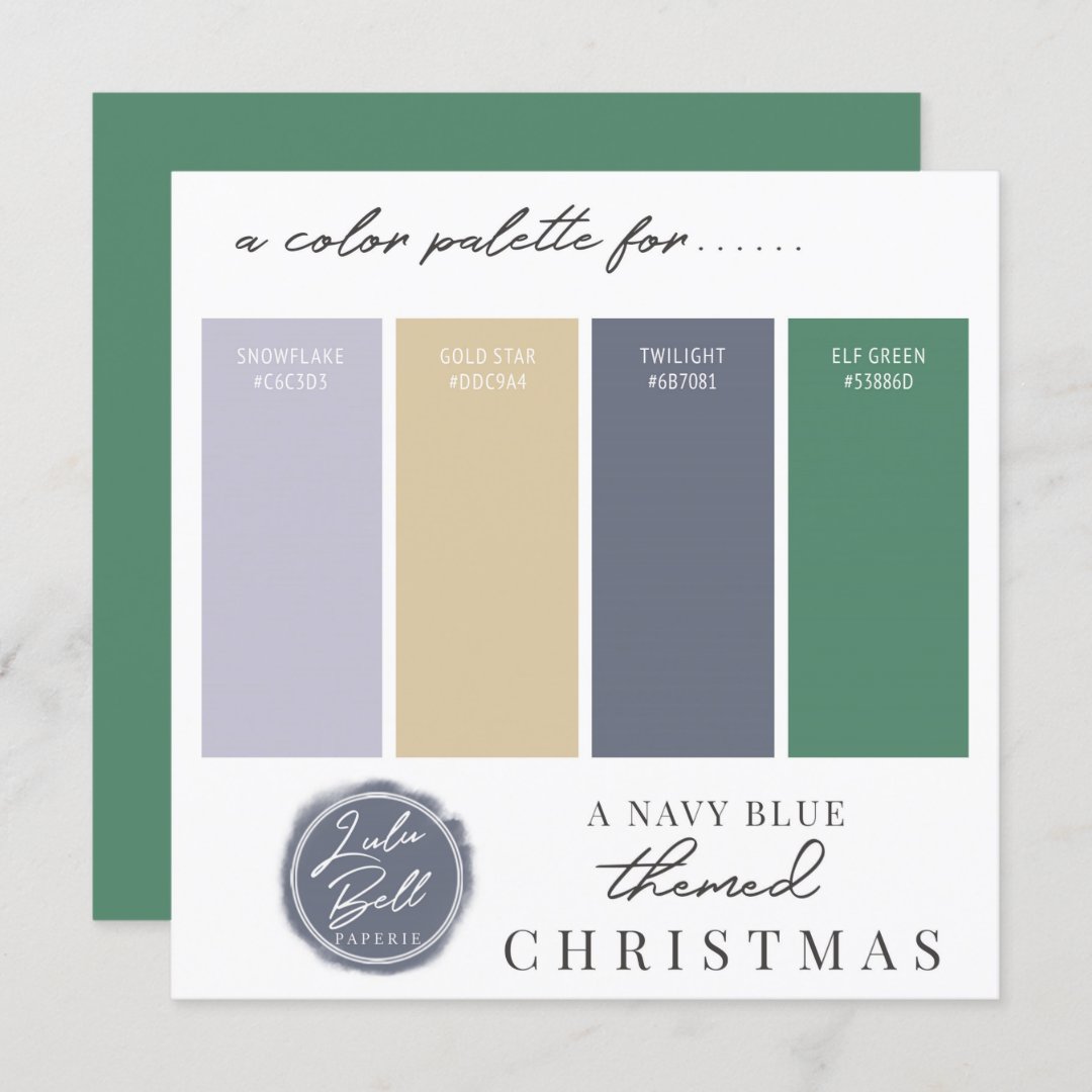 Navy Blue Gold & Green Color Palette Card | Zazzle