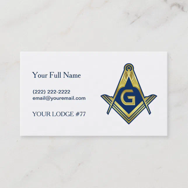 Navy Blue Gold Masonic Business Cards | Freemason | Zazzle