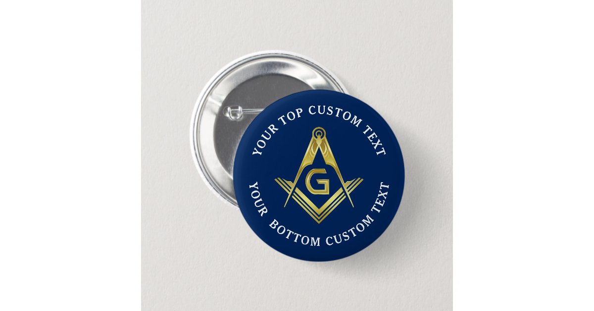 Navy Blue Gold Masonic Buttons | Freemason Pins | Zazzle