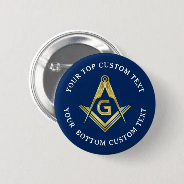 Navy Blue Gold Masonic Buttons | Freemason Pins | Zazzle
