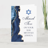 Navy Blue Gold Mazel Tov Custom Bar Mitzvah Card | Zazzle