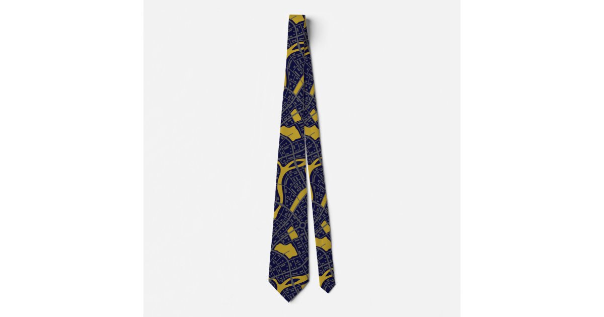 Navy Blue Gold Men's Topographic Map Neck Tie | Zazzle