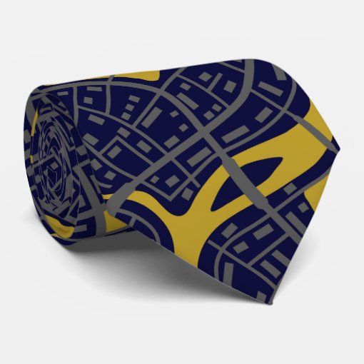 Navy Blue Gold Men's Topographic Map Neck Tie | Zazzle