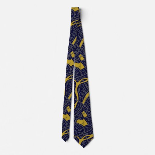 Navy Blue Gold Men's Topographic Map Neck Tie | Zazzle