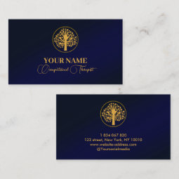 Navy Blue Gold Occupational Therapist Business Card | Zazzle