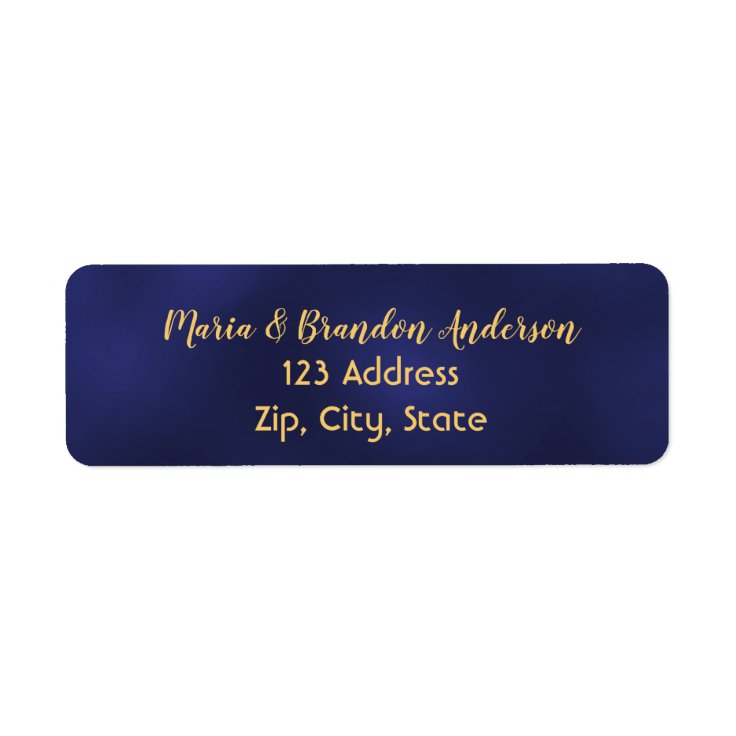 Navy blue gold return address label | Zazzle