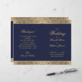 Navy Blue Gold Rose Vintage Folded Wedding Program | Zazzle