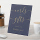 Navy Blue Gold Signature Script Cards And Gifts Pedestal Sign | Zazzle