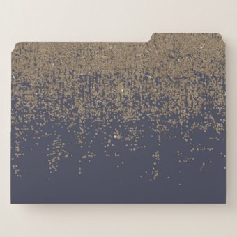 Navy Blue Gold Sparkly Glitter Ombre File Folder | Zazzle