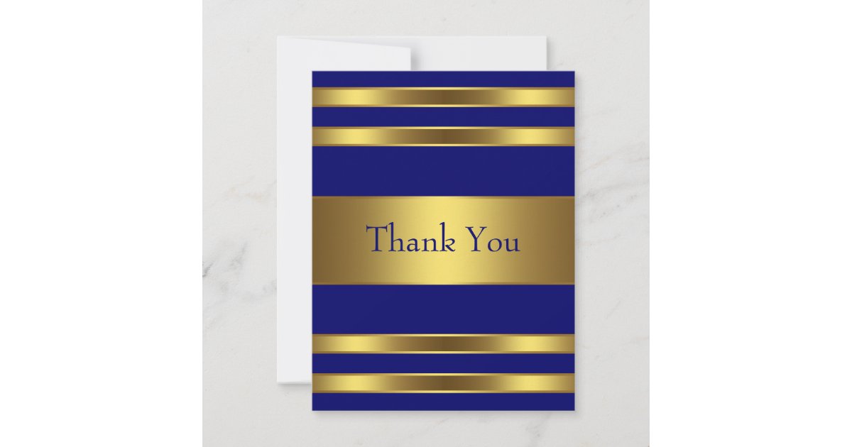 Navy Blue Gold Thank You Card | Zazzle