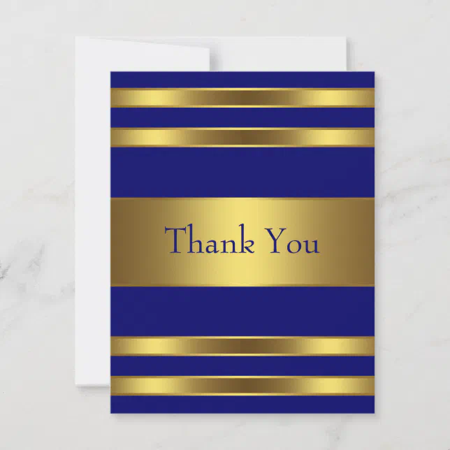 Navy Blue Gold Thank You Card | Zazzle