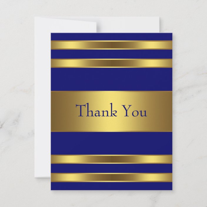 Navy Blue Gold Thank You Card | Zazzle.com