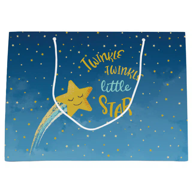 Navy Blue Gold Twinkle Little Star Gift Bag | Zazzle