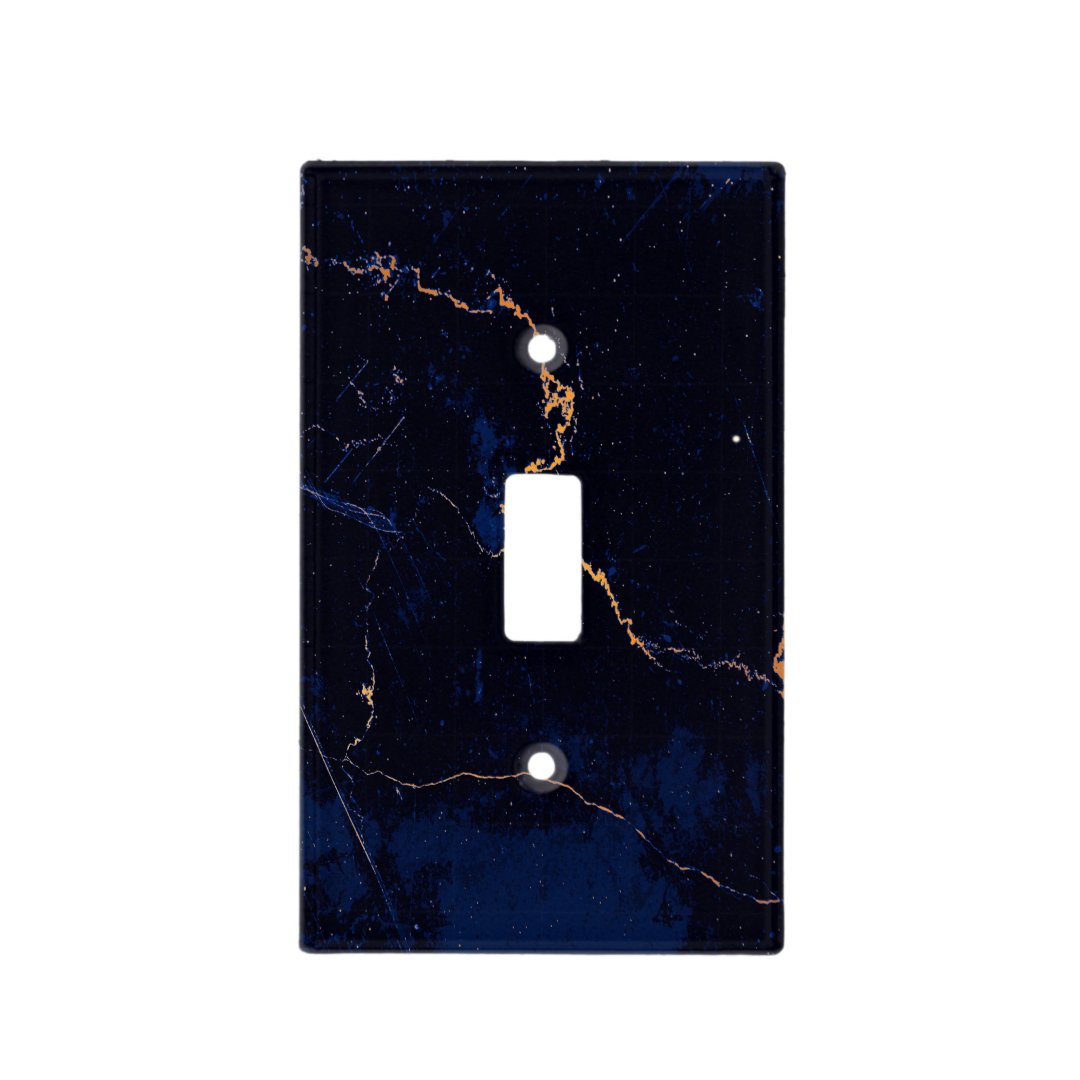 Navy Blue Golden Marble Light Switch Cover | Zazzle