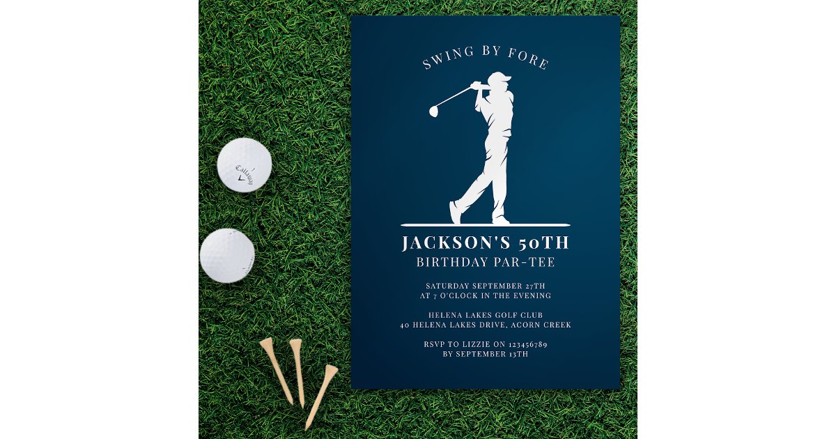 Navy Blue Golf Birthday Par-tee Invitation | Zazzle