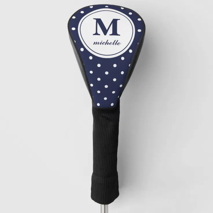 Navy Blue | Golf | DOT personalized monogram Golf Head Cover | Zazzle