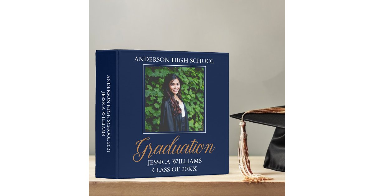 Navy Blue Graduation 2025 Graduate Photo Album 3 Ring Binder | Zazzle