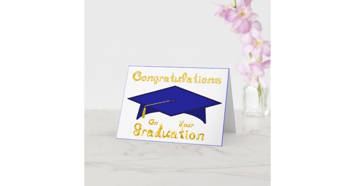 Navy Blue Graduation Cap Printable Party Hat or Card | Zazzle