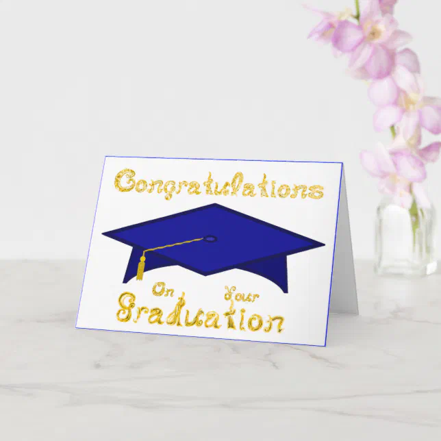 Navy Blue Graduation Cap Printable Party Hat or Card | Zazzle