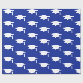 Navy Blue Graduation Caps Pattern - Graduation Wrapping Paper | Zazzle