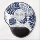 Navy Blue Gray Floral Monogram Gel Mouse Pad | Zazzle