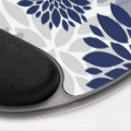 Navy Blue Gray Floral Monogram Gel Mouse Pad | Zazzle