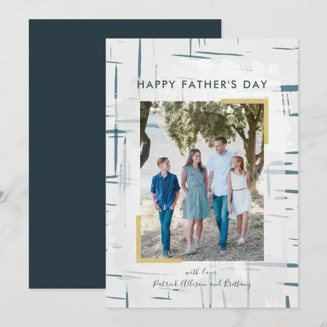 Navy Blue Gray Pattern Photo Father's Day Card | Zazzle