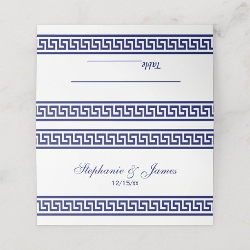 Navy Blue Greek Key Meander Border #1A Place Card | Zazzle