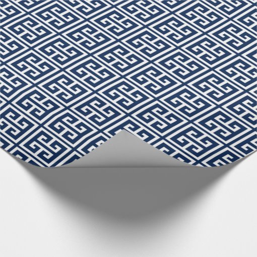 Navy Blue Greek Key Pattern Wrapping Paper | Zazzle