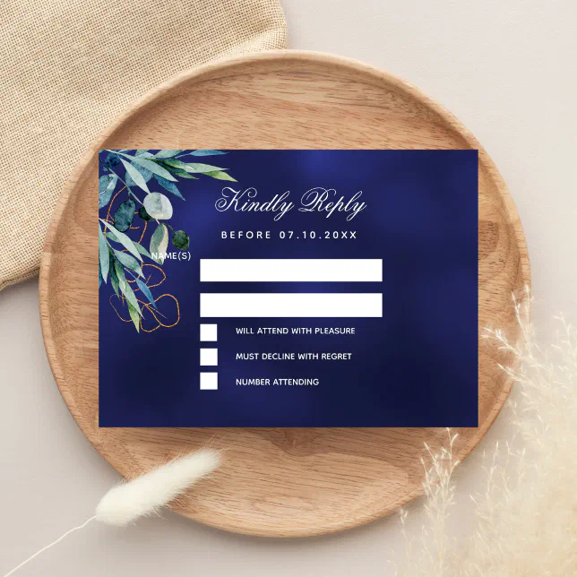 Navy blue greenery wedding RSVP Note Card | Zazzle Navy blue greenery wedding RSVP Note Card | Zazzle