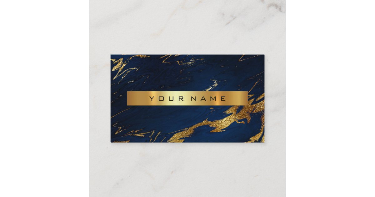 Navy Blue Grungy Gold Marble Vip Business Card | Zazzle