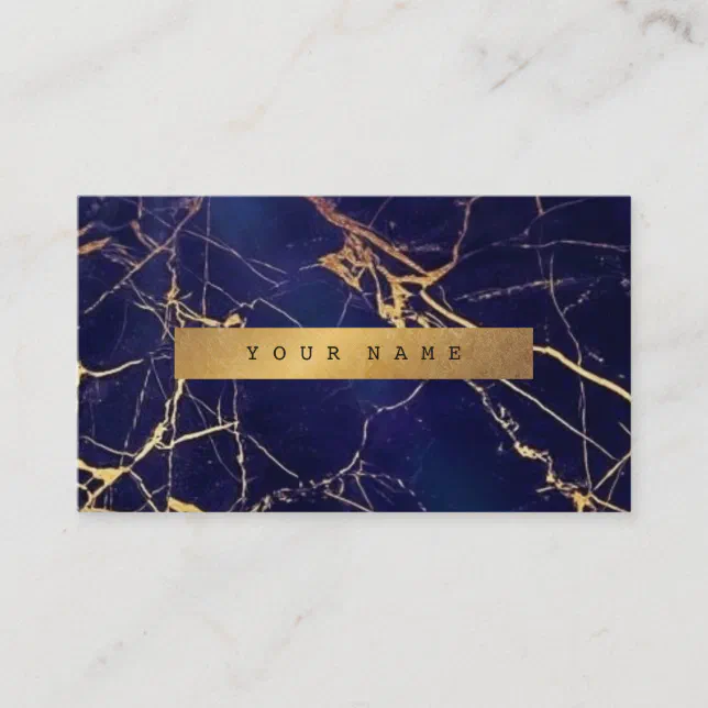 Navy Blue Grungy Gold Marble Vip Business Card | Zazzle