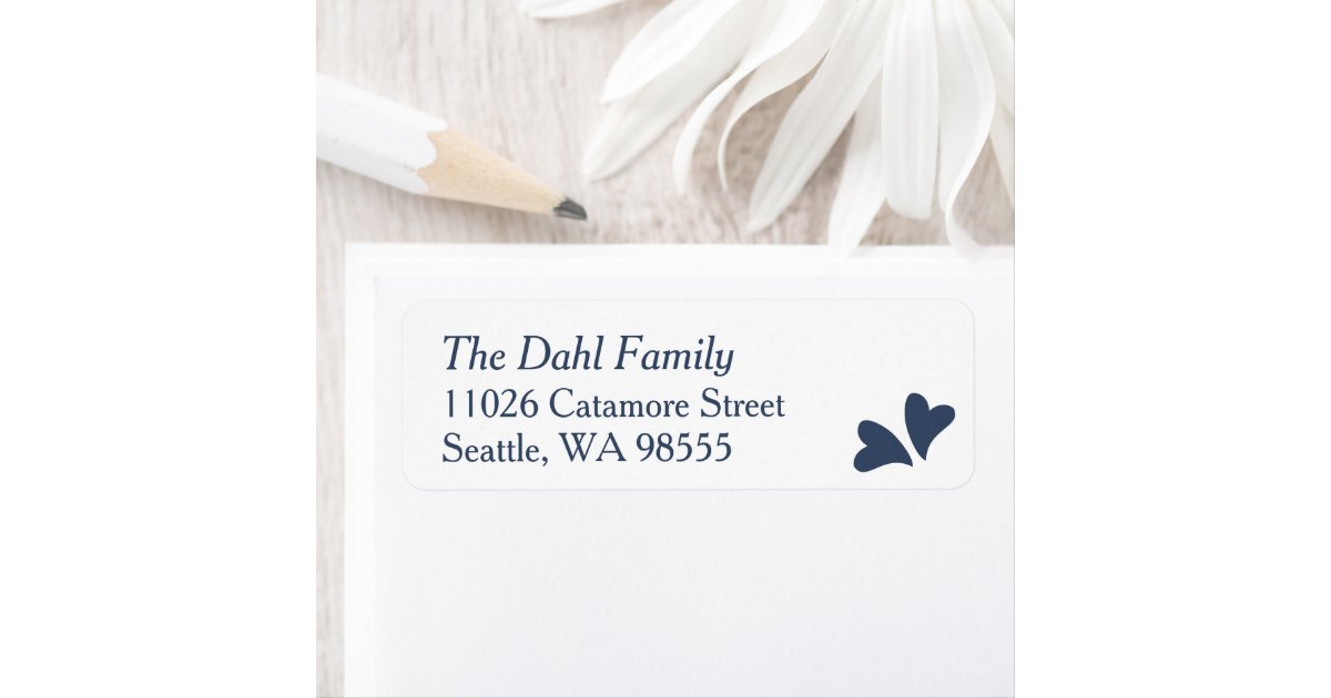Navy Blue Hearts Address Label Sheet | Zazzle