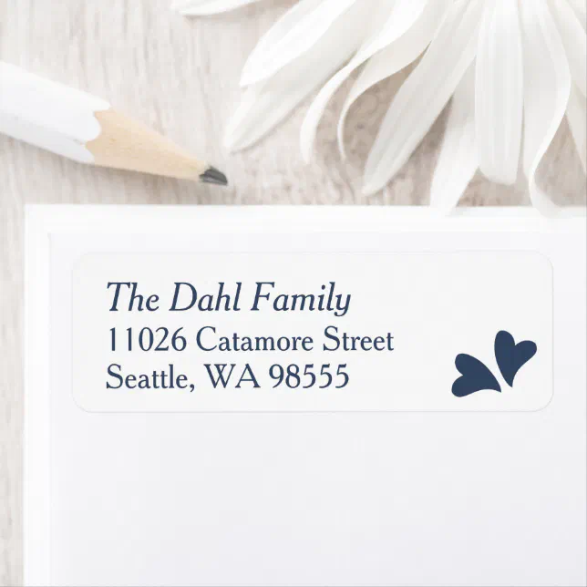 Navy Blue Hearts Address Label Sheet | Zazzle