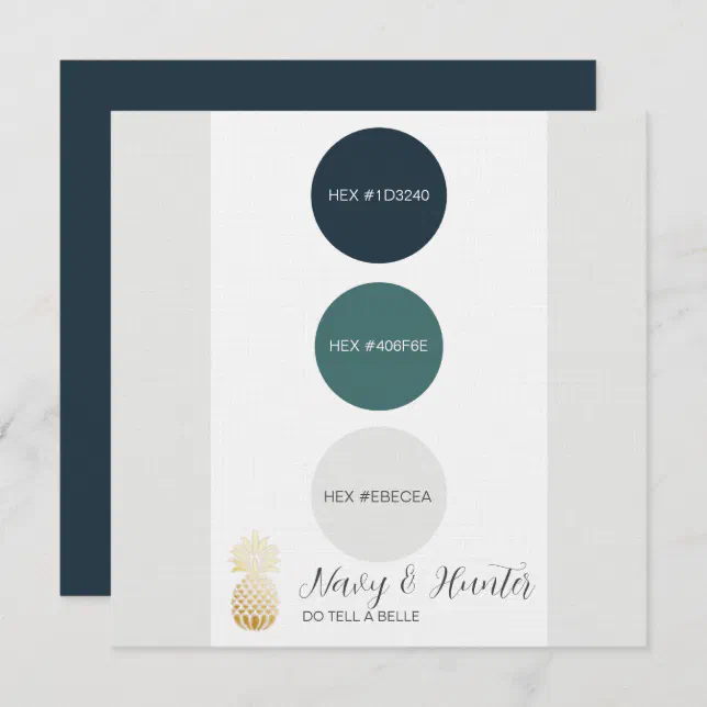 Navy Blue & Hunter Green Color Palette Card | Zazzle