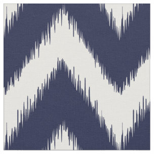 Navy Ikat Chevron Pattern Fabric | Zazzle