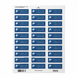 Navy Blue Kids Shark Under The Sea Return Address Label | Zazzle