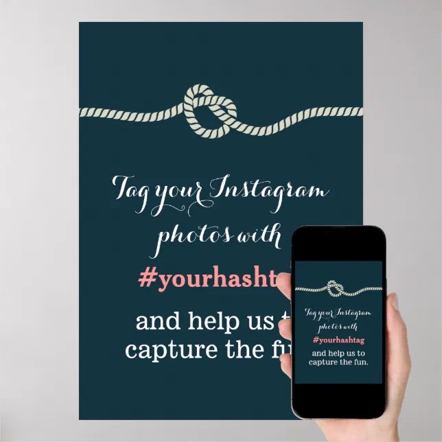 Navy Blue Knot Instagram Photos Hashtag Sign | Zazzle