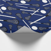 Navy blue lacrosse sticks wrapping paper | Zazzle