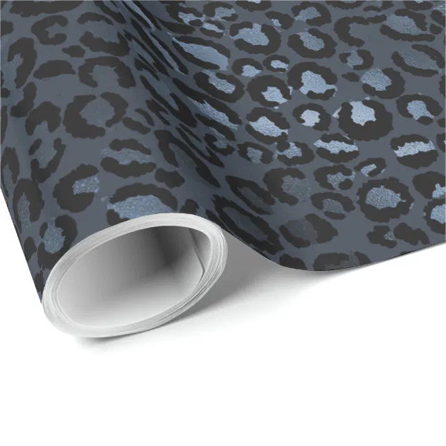 Navy Blue Leopard Print Wrapping Paper | Zazzle