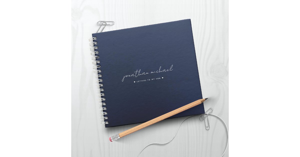 Navy Blue Letters to My Son Memory Keepsake Notebook | Zazzle