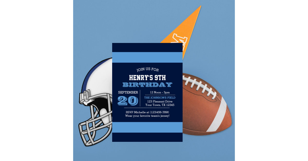 Navy Blue Light Blue Team Birthday Invitation | Zazzle